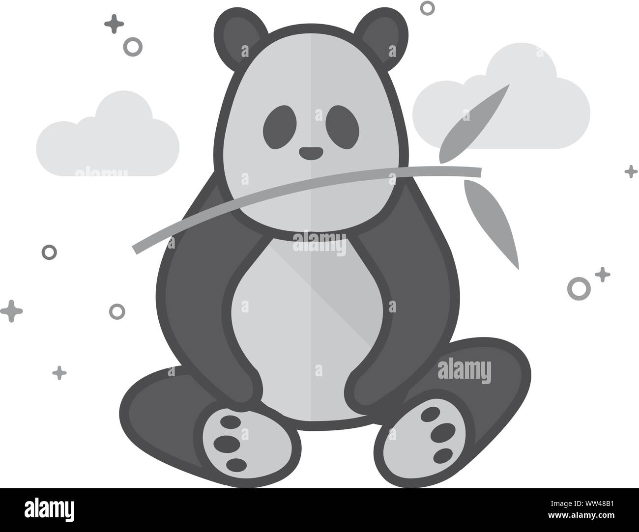Panda Symbol in flachen Umrissen Graustufen Stil. Vector Illustration ...