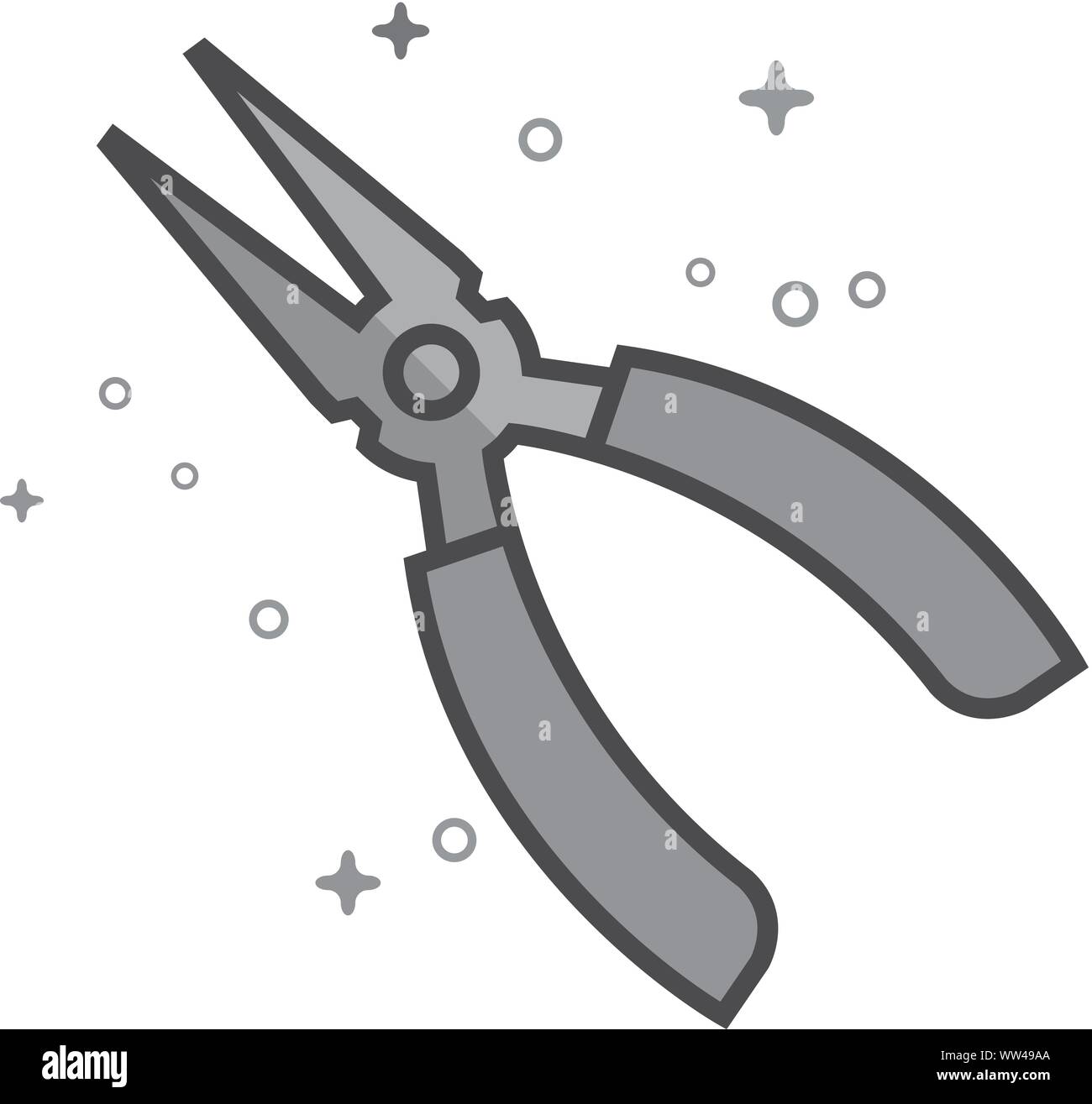 Zange Symbol in flachen Umrissen Graustufen Stil. Vector Illustration ...