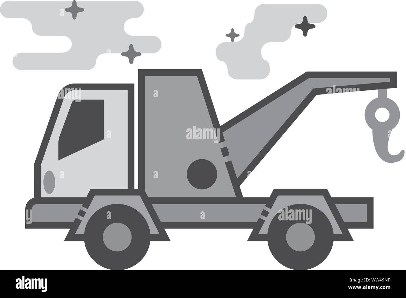 Tow Symbol in flachen Umrissen Graustufen Stil. Vector Illustration ...