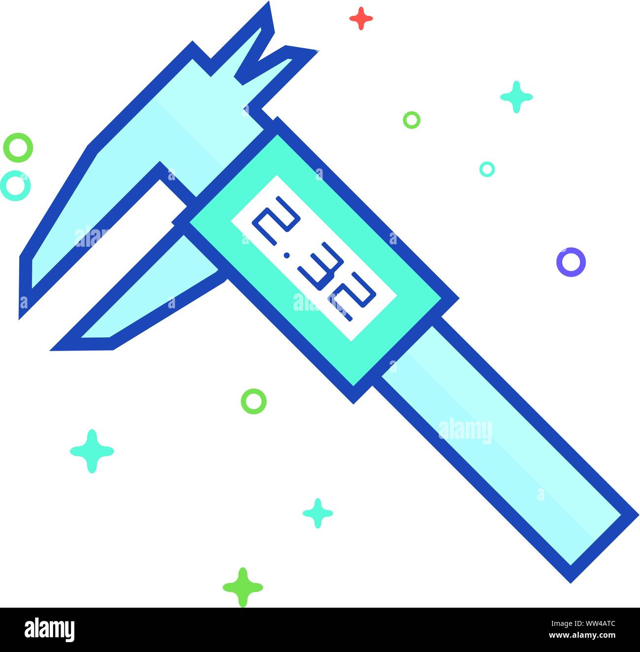 Digitalen Messschieber Symbol in Umrissen flachen Farbe Stil. Vector ...