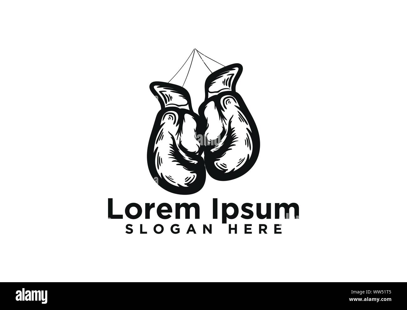 Hand gezeichnet Boxhandschuhe Logo Designs Vector Illustration Stock ...