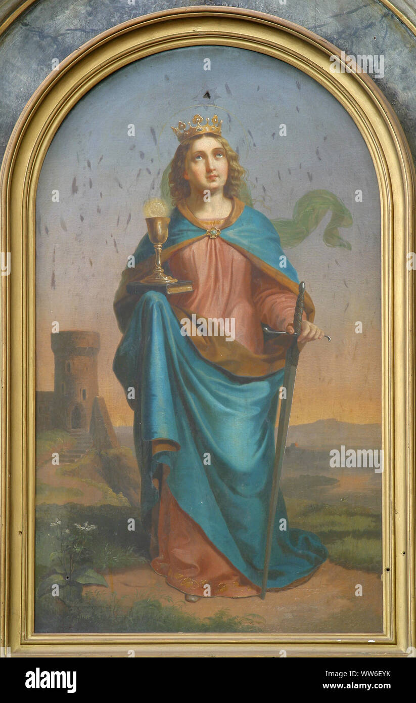 Die Heilige Barbara, altarbild auf dem Hochaltar in der Kirche der ...