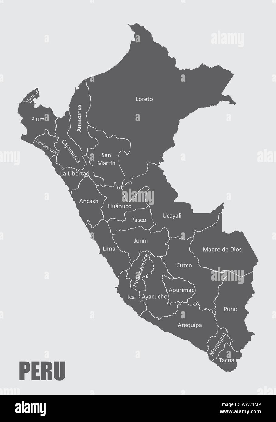 Mapa de peru regiones -Fotos und -Bildmaterial in hoher Auflösung – Alamy