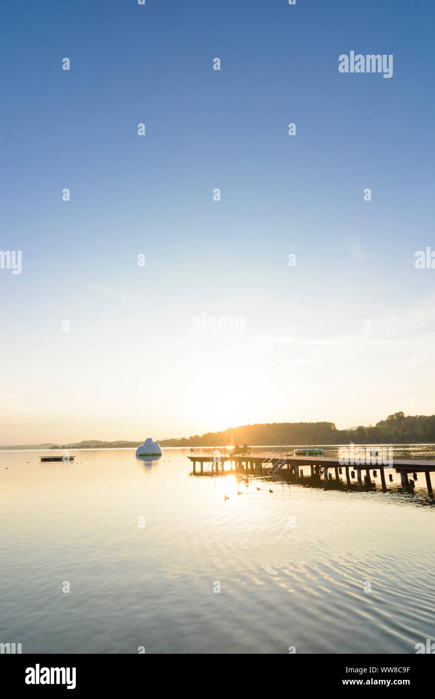 Am Wallersee, Neumarkt am Wallersee, Strandbad Lido Strandbad, jetty ...