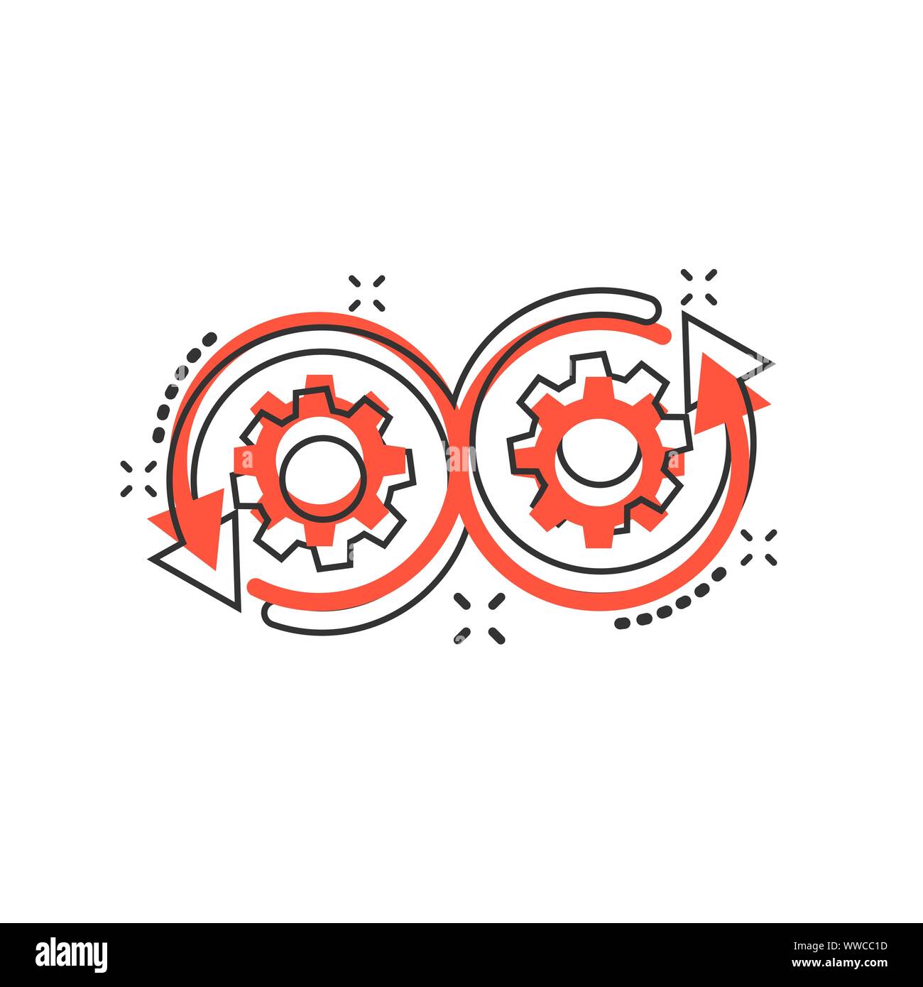 Entwicklung Symbol im Comic-stil. Devops vektor Cartoon Illustration ...