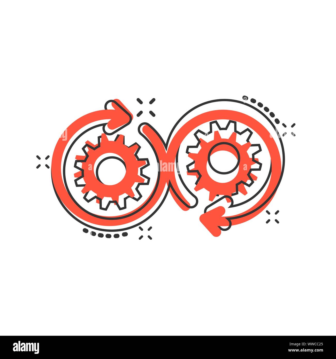 Entwicklung Symbol im Comic-stil. Devops vektor Cartoon Illustration ...