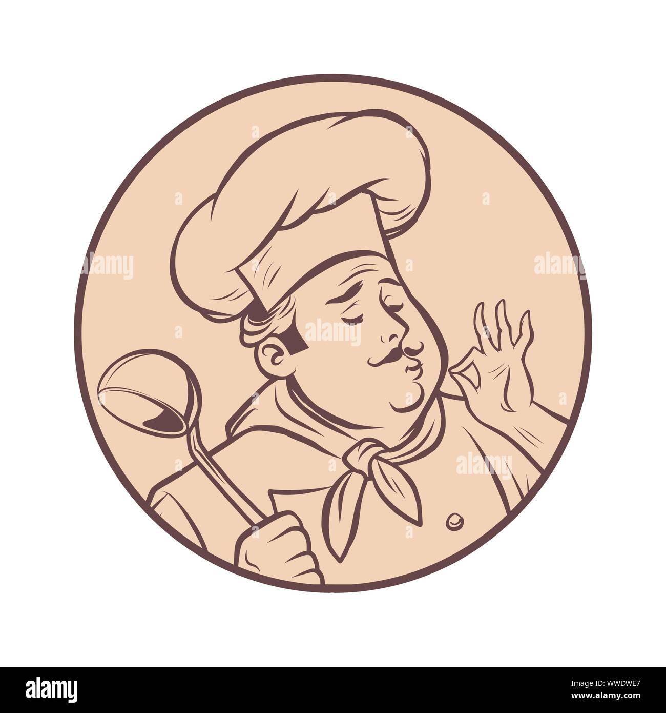 Grafik silhouette Kochen ok Geste, gourmet Essen schmecken. Comic ...