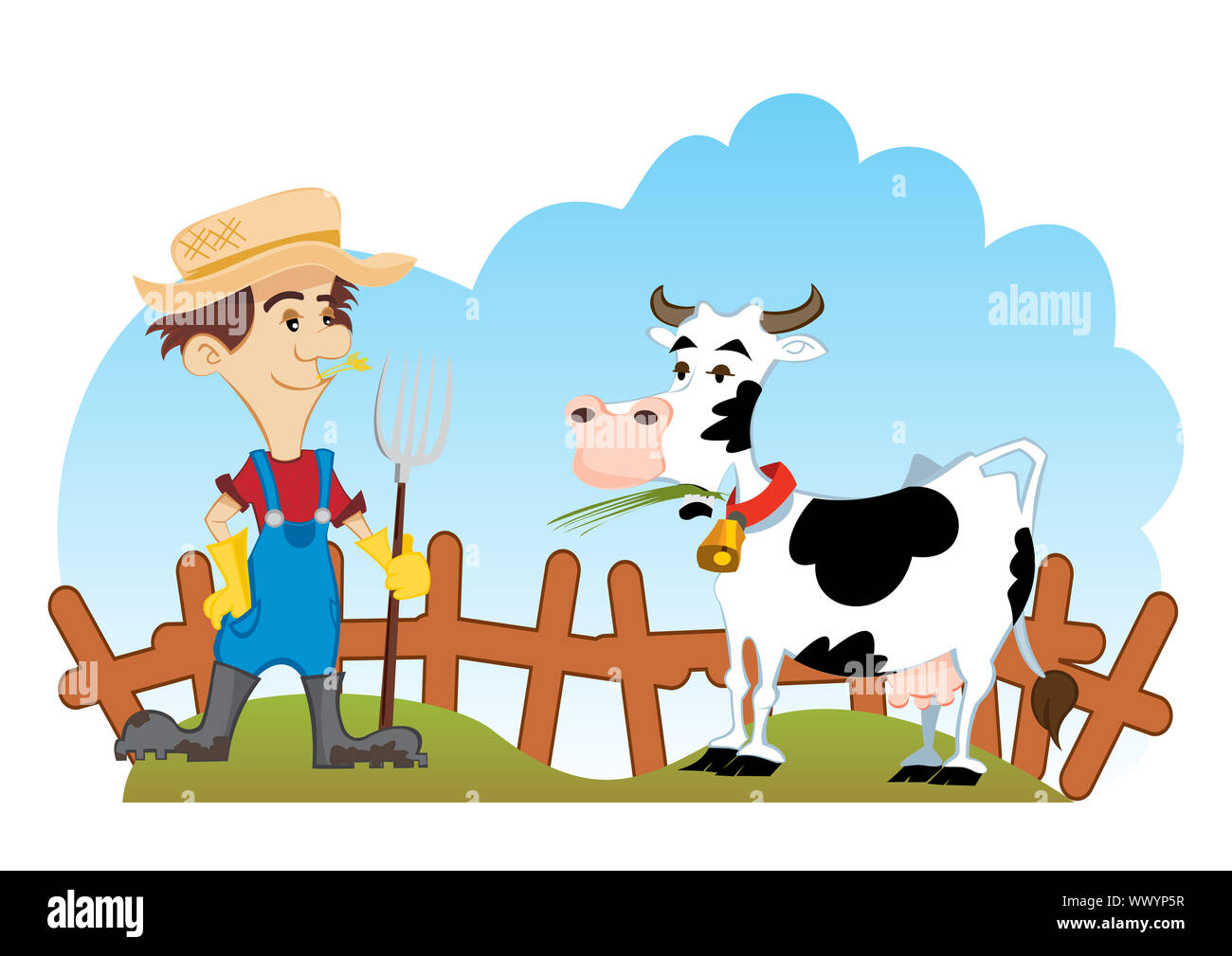 Cartoon farmer pitchfork Ausgeschnittene Stockfotos und -bilder - Alamy