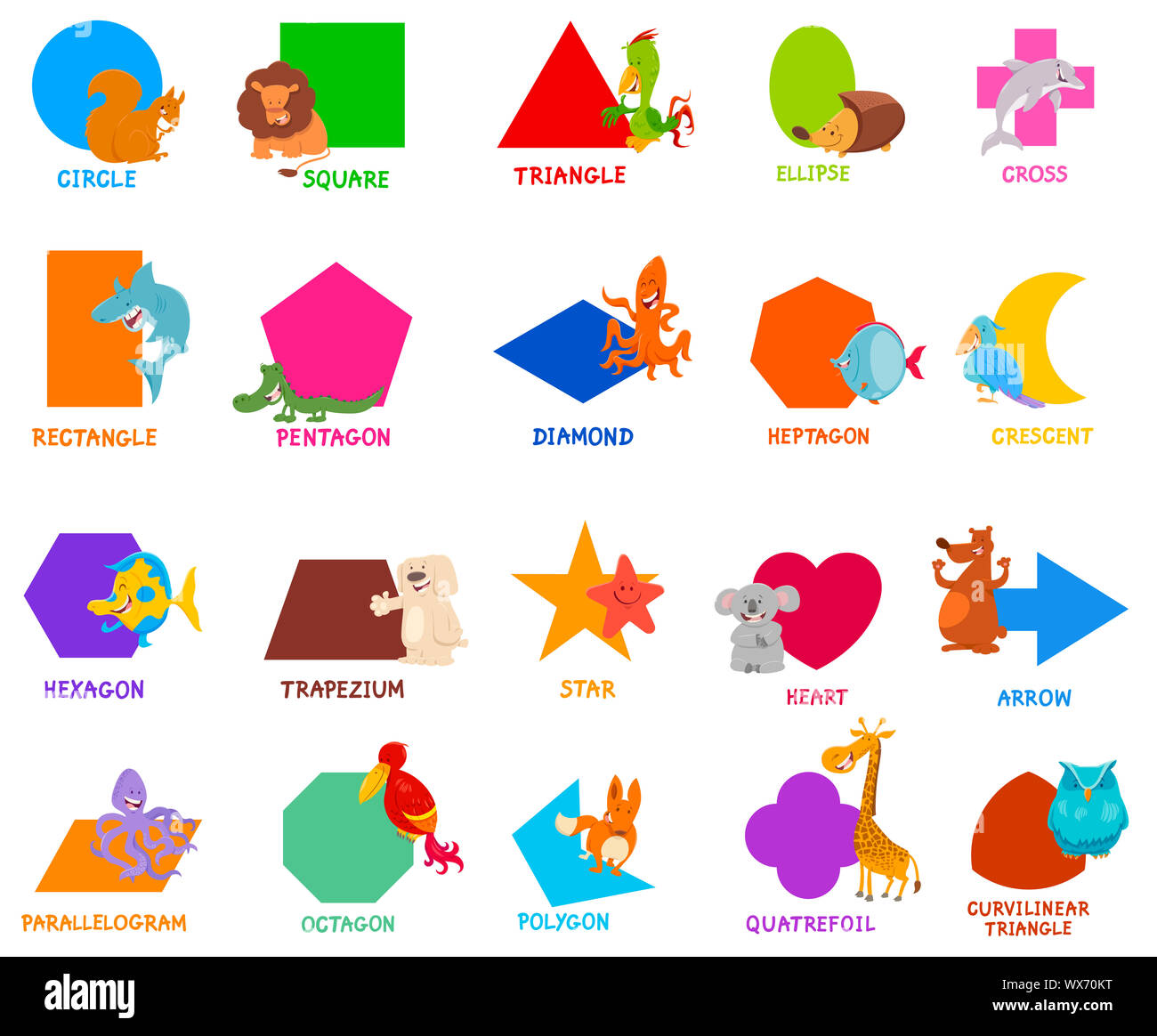 Grundlegende geometrische Formen für Kinder mit Tieren Stockfotografie ...