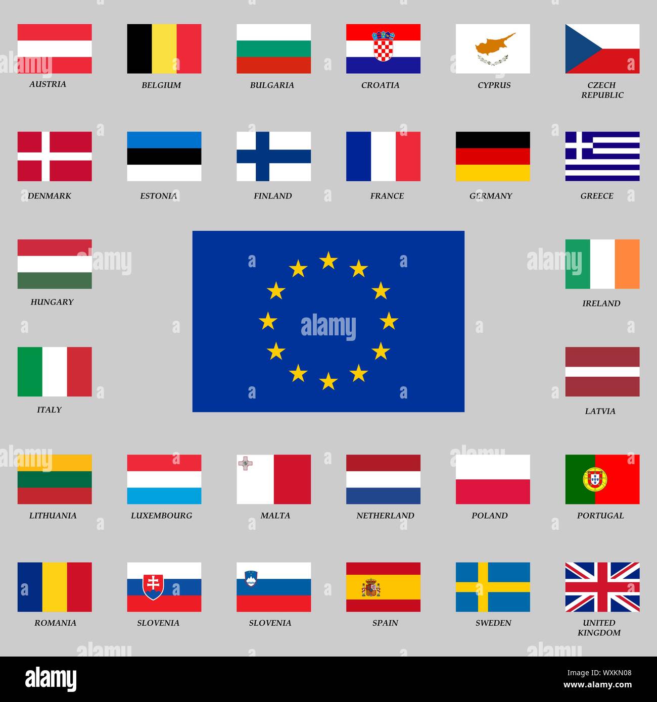 Alle Europa Flaggen. Vector Illustration Stock-Vektorgrafik - Alamy