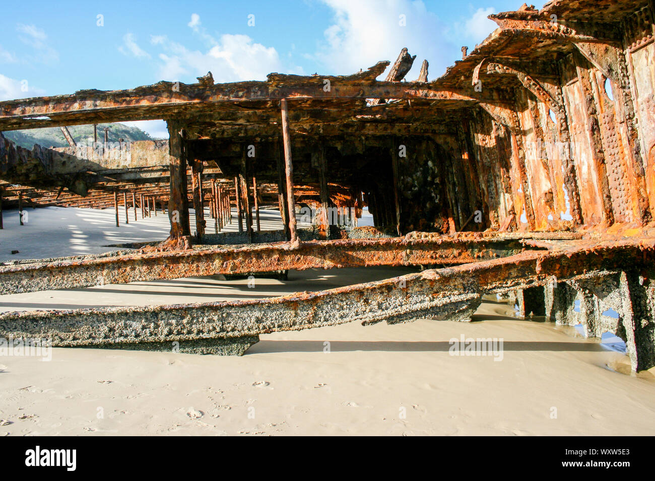 Schiffbruch auf der westlichen Strand von Fraser Island, Queensland ...