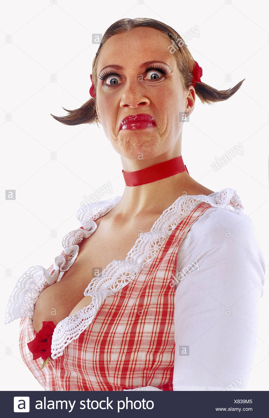 Woman Young Dirndl Facial Play Stockfotos And Woman Young Dirndl Facial