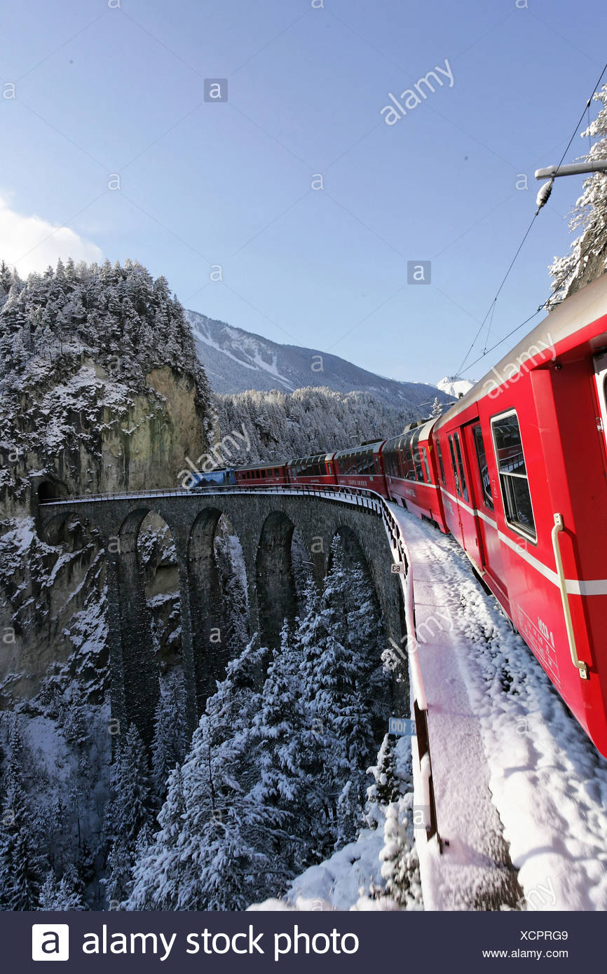 Winter-Landwasser Viadukt RhB Filisur Graubünden Graubünden Schweiz ...