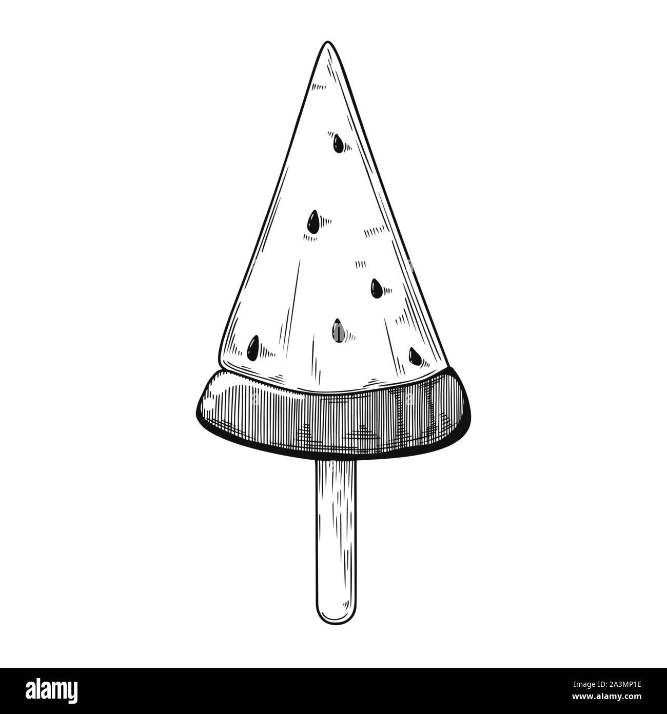 Boceto De Helado En Un Palo Ilustración Vectorial En Estilo Sketch