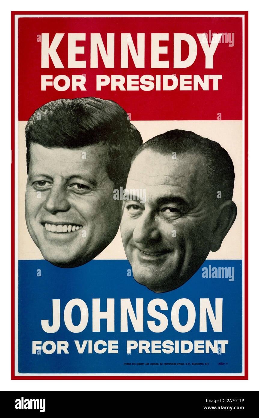 John F Kennedy Lyndon B Johnson 1960 Cartel De La Campaña Presidencial