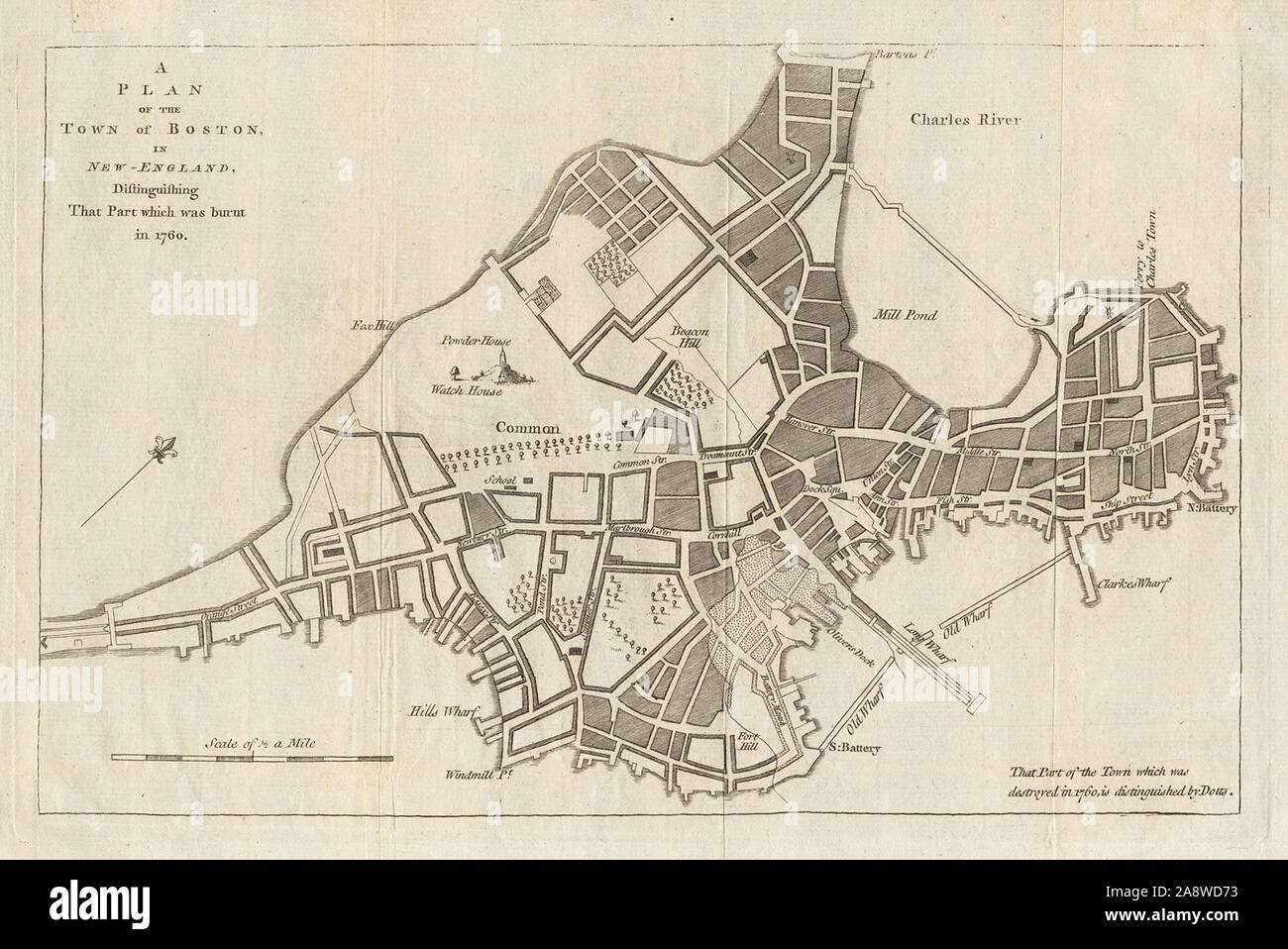 Mapa De Boston En 1760 Mostrando La Magnitud De La Gran Incendio rea mapa-de-boston-en-1760-mostrando-la-magnitud-de-la-gran-incendio-rea