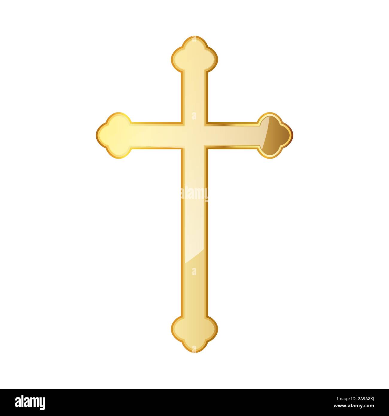 Icono De Cruz Cristiana De Oro Ilustración Vectorial Golden Cruz
