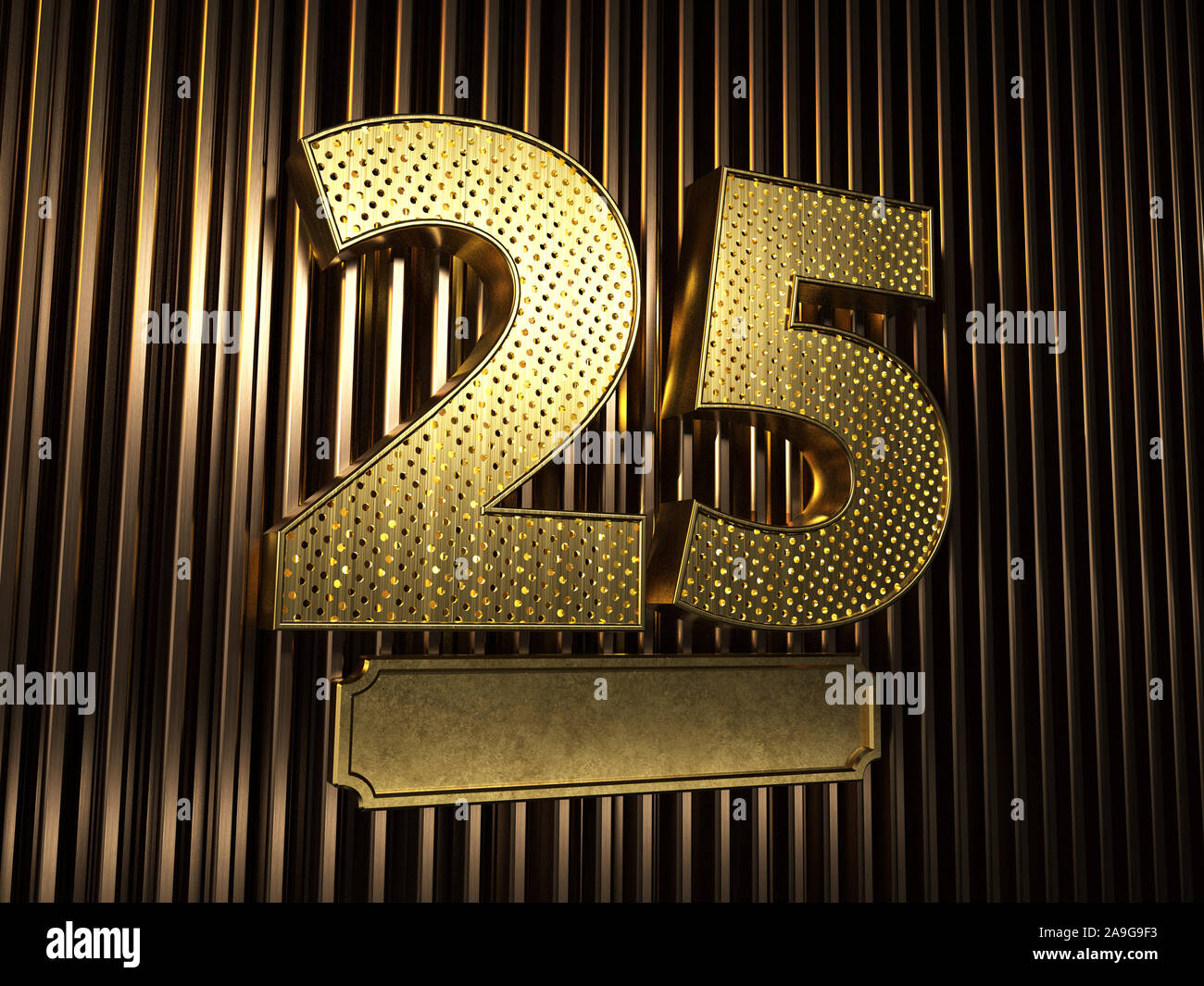 El número 25 (número veinticinco) perforado con agujeros pequeños en el ...