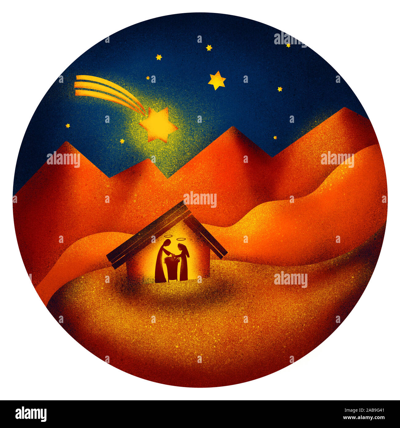 Un Colorido Llustration De Belén En Las Montañas Cielo Estrellado La