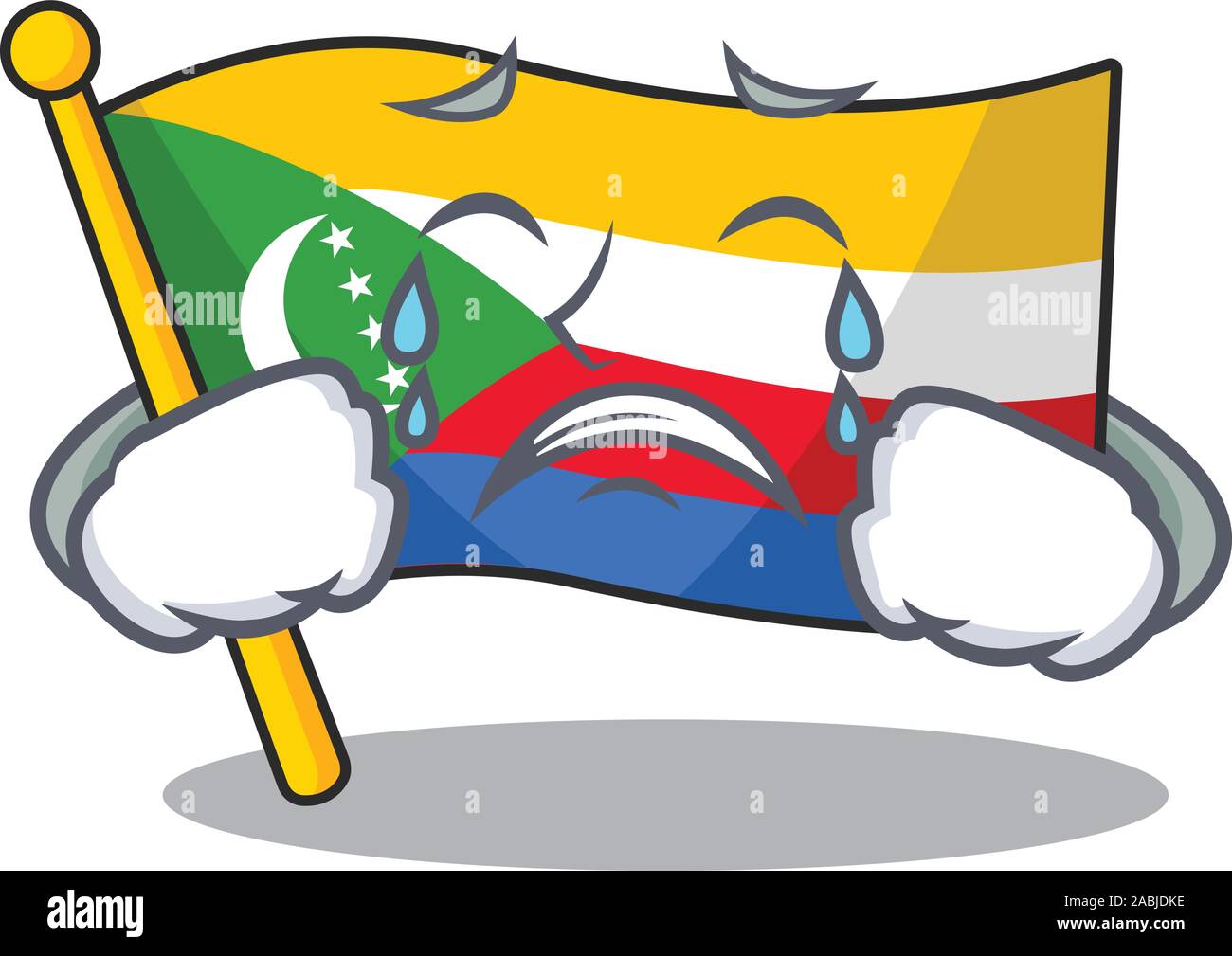 Triste Llorando Bandera Comoras Mascota Estilo De Dibujos Animados