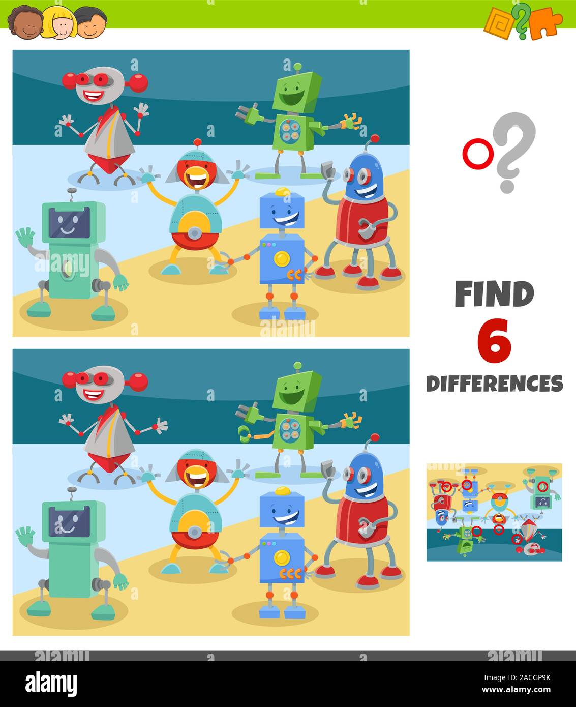 Ilustración De Dibujos Animados De Encontrar Diferencias Entre Imágenes