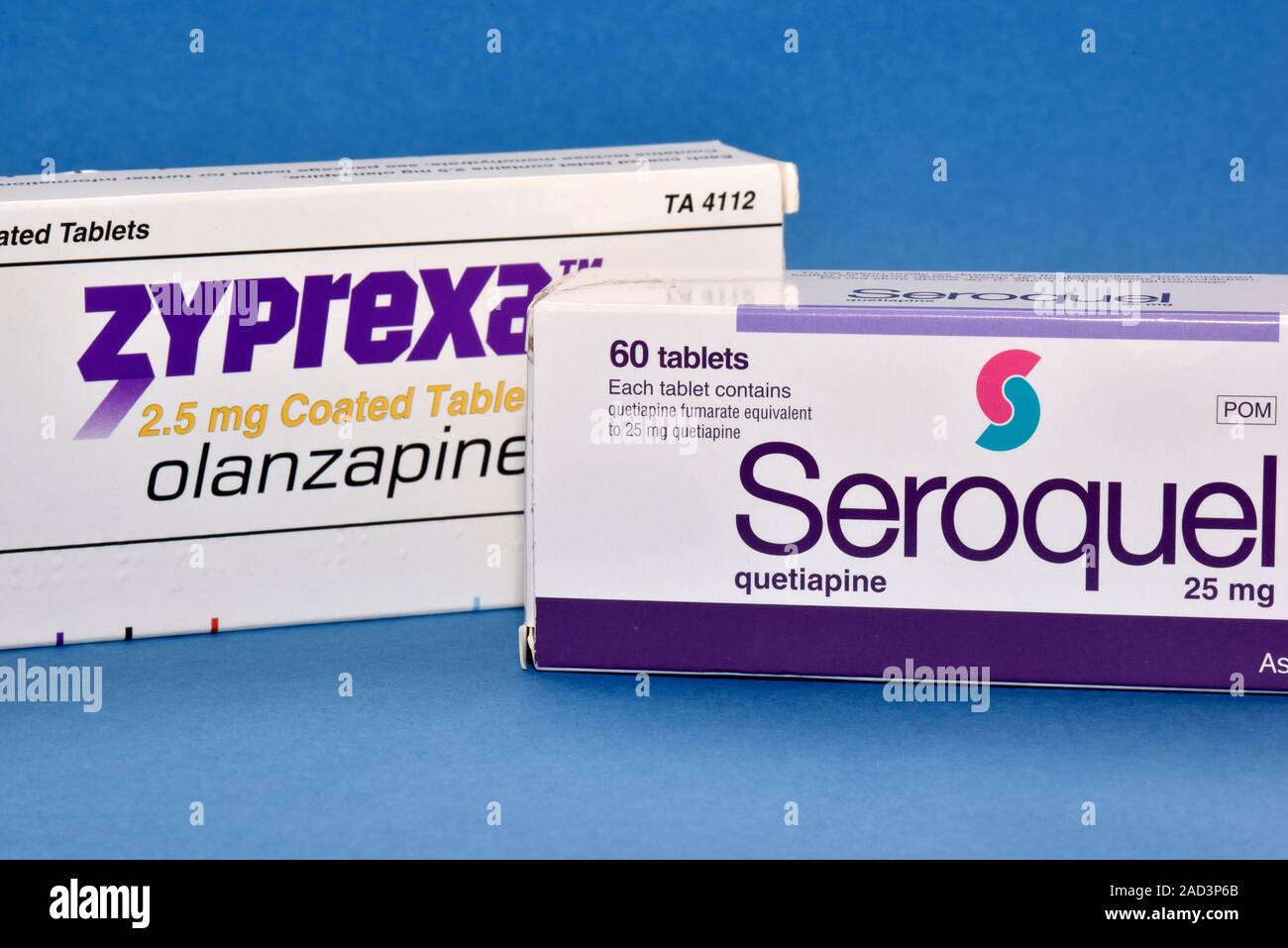 Los fármacos antipsicóticos. Cajas con tabletas de los antipsicóticos ...