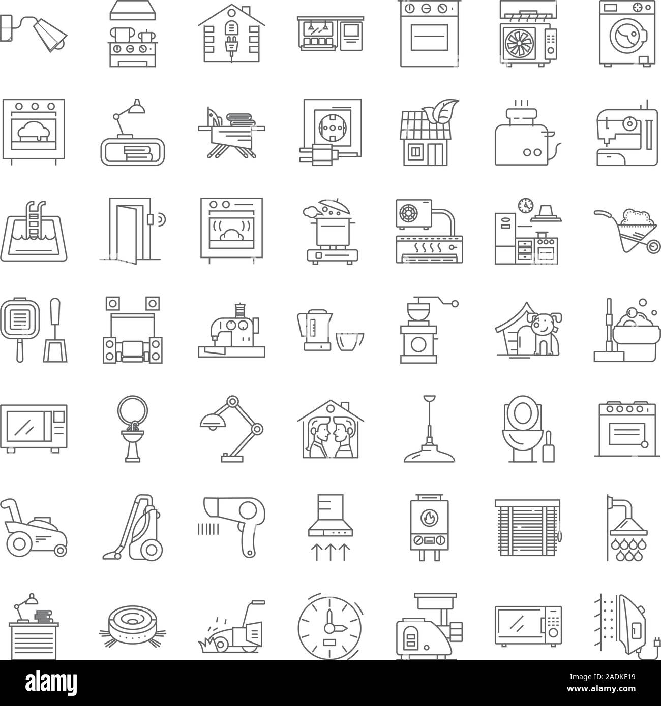 Línea hogar iconos, signos, símbolos, ilustración vectorial lineal ...