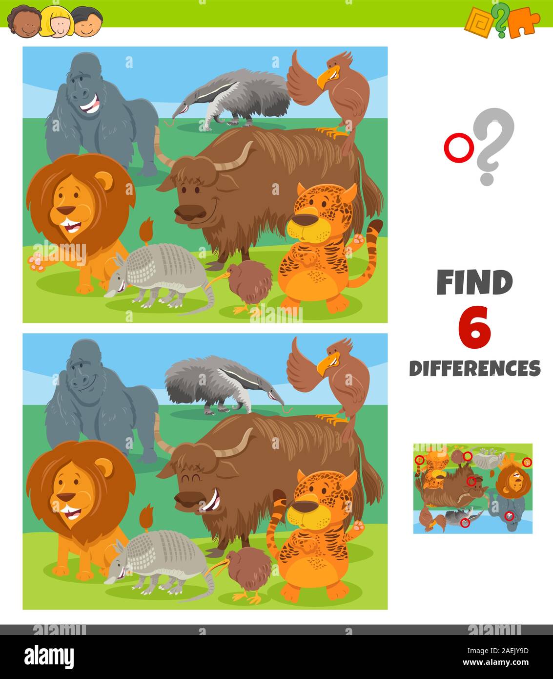Ilustración De Dibujos Animados De Encontrar Diferencias Entre Imágenes
