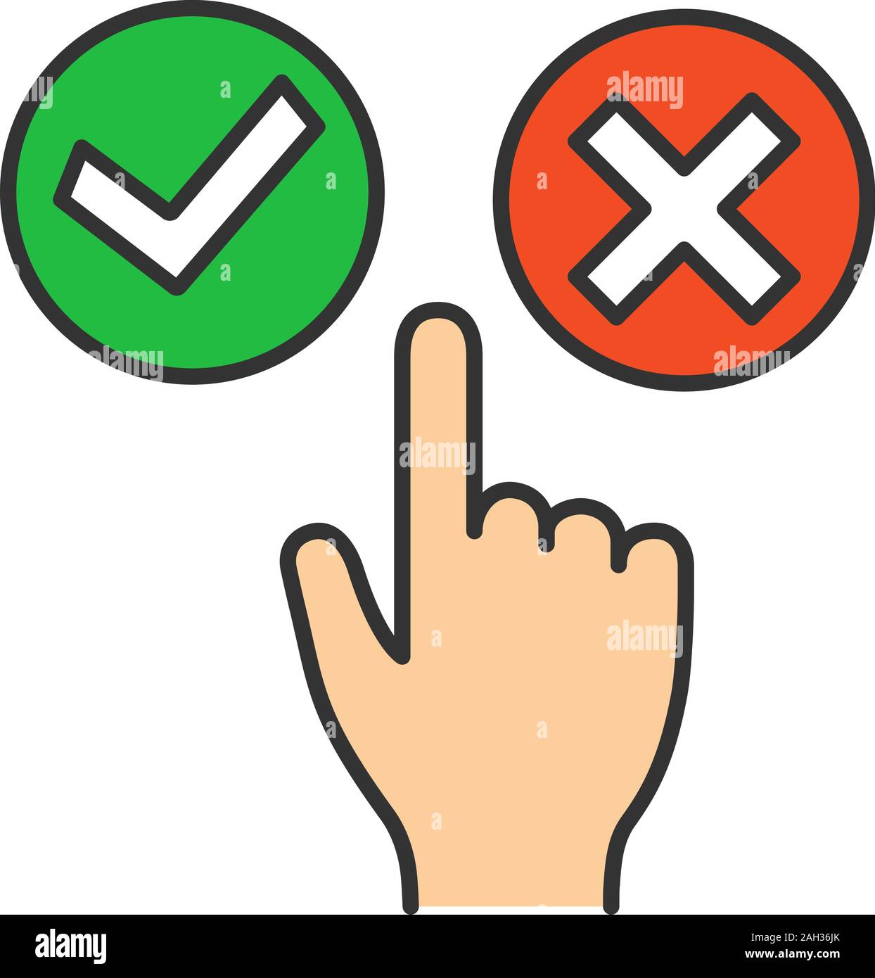 Aceptar Y Rechazar El Icono Color De Botones Haga Clic En Sí O No