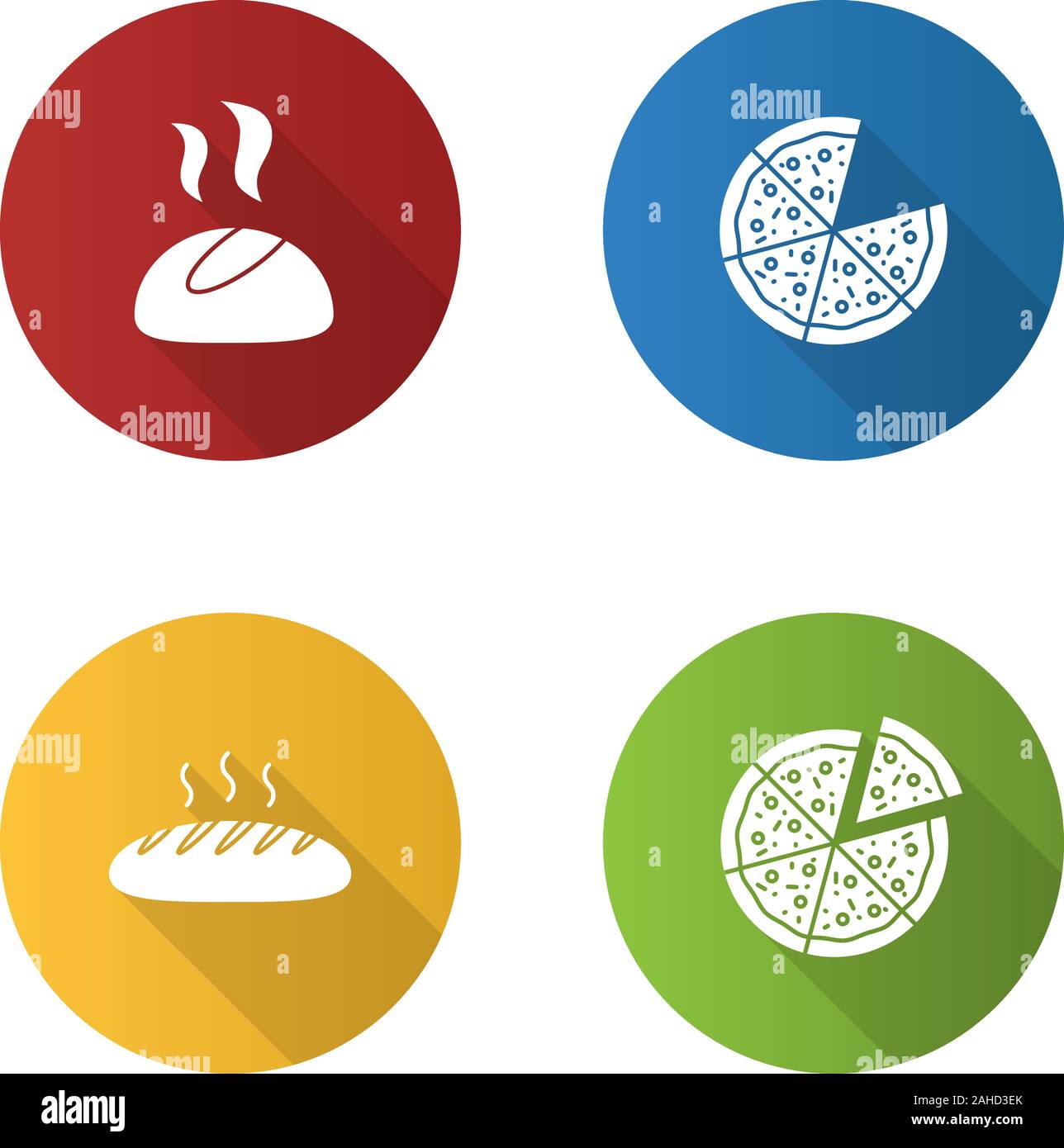 Diseño Plano De Panadería Larga Sombra Glifo Conjunto De Iconos La