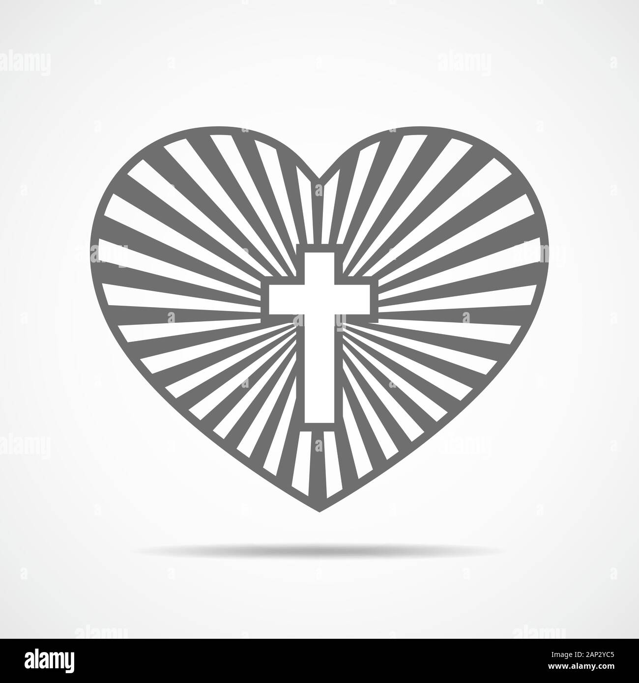Corazón Con Cruz Cristiana En Su Interior Ilustración Vectorial