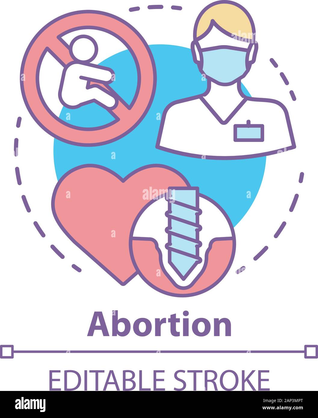 El Aborto Médico Concepto Icono Aborto Idea Línea Delgada Ilustración