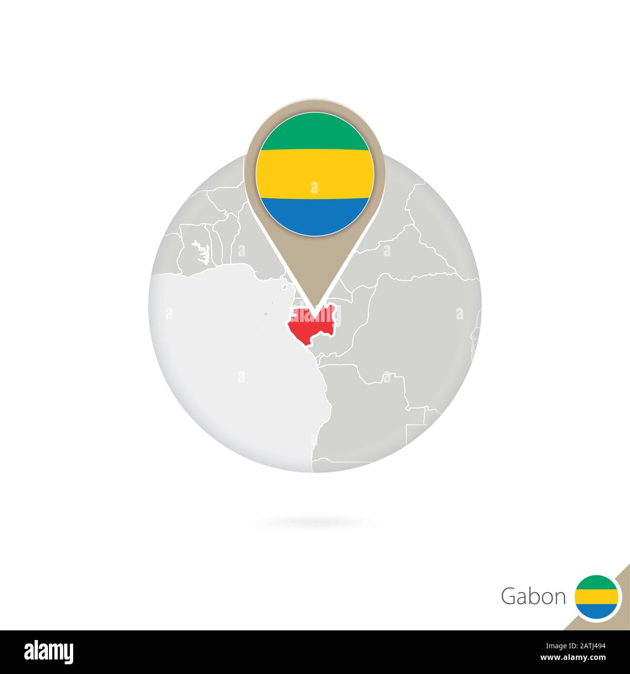 Gabón Mapa Y Bandera En Círculo Mapa De Gabón Pabellón De Gabón Mapa