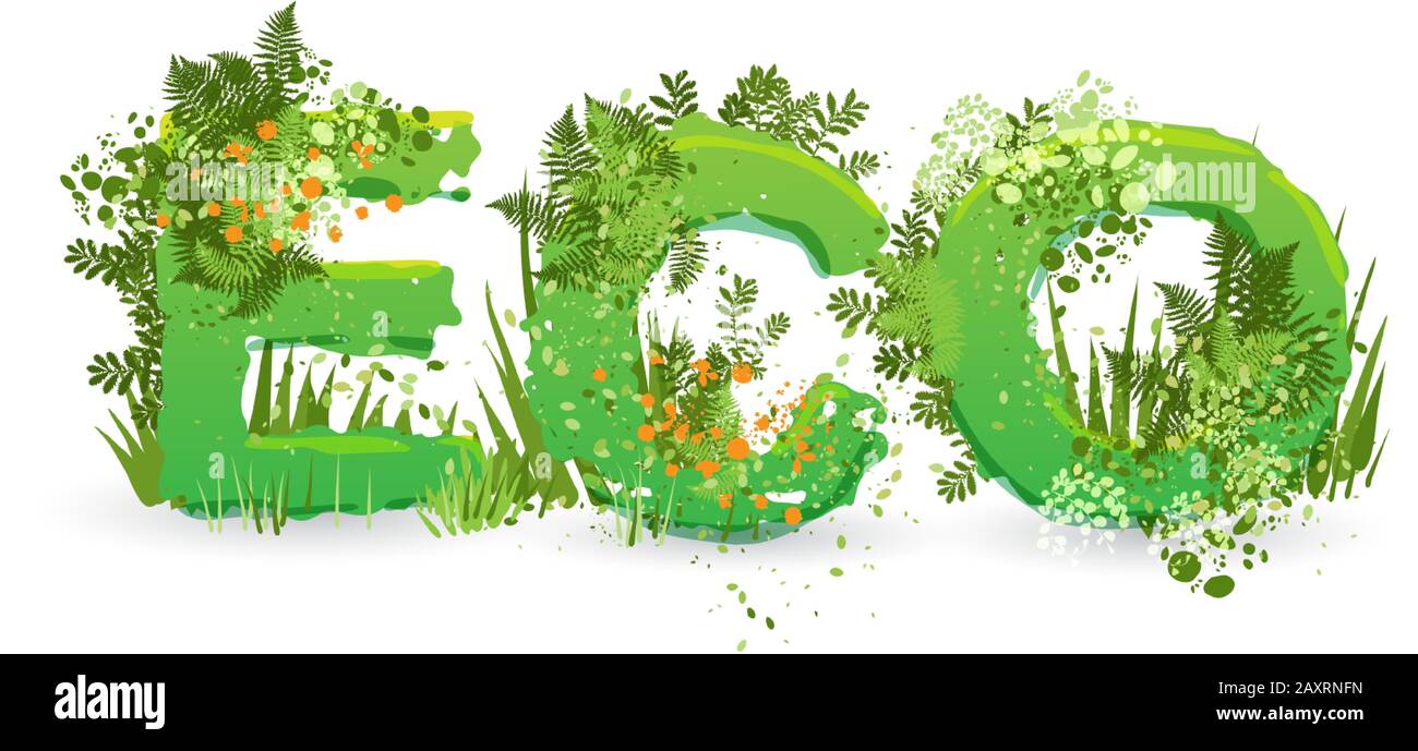 Ilustración vectorial de la palabra Eco con letras mayúsculas ...