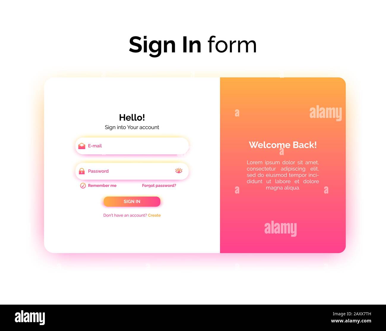 Forma de inicio de sesión, interfaz de usuario de diseño web UX ... Forma de inicio de sesión, interfaz de usuario de diseño web UX ...