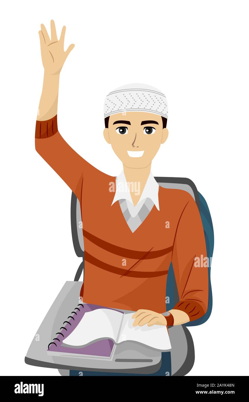 Ilustración De Un Estudiante Musulmán De Adolescentes Usando Taqiyah ... Ilustración De Un Estudiante Musulmán De Adolescentes Usando Taqiyah ...