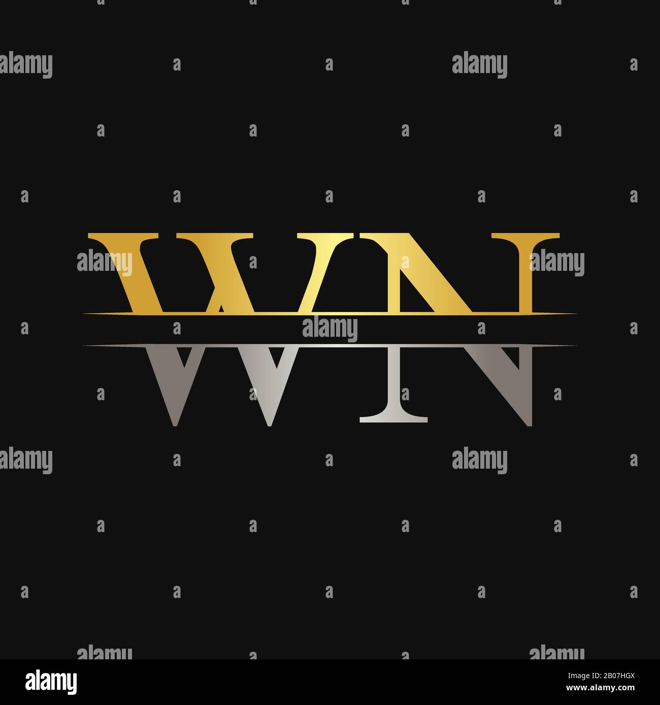 Logotipo Vinculado A La Carta De Wn Inicial Plantilla Vectorial De
