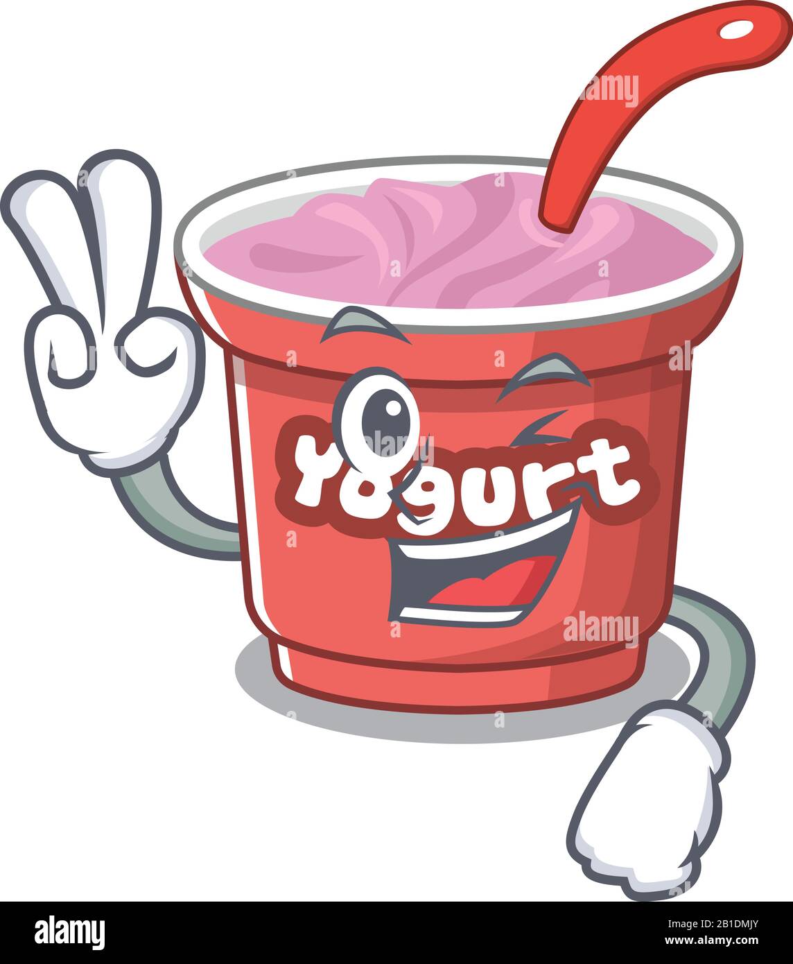 Mascota De Divertido Personaje De Dibujos Animados De Yogur Con Dos