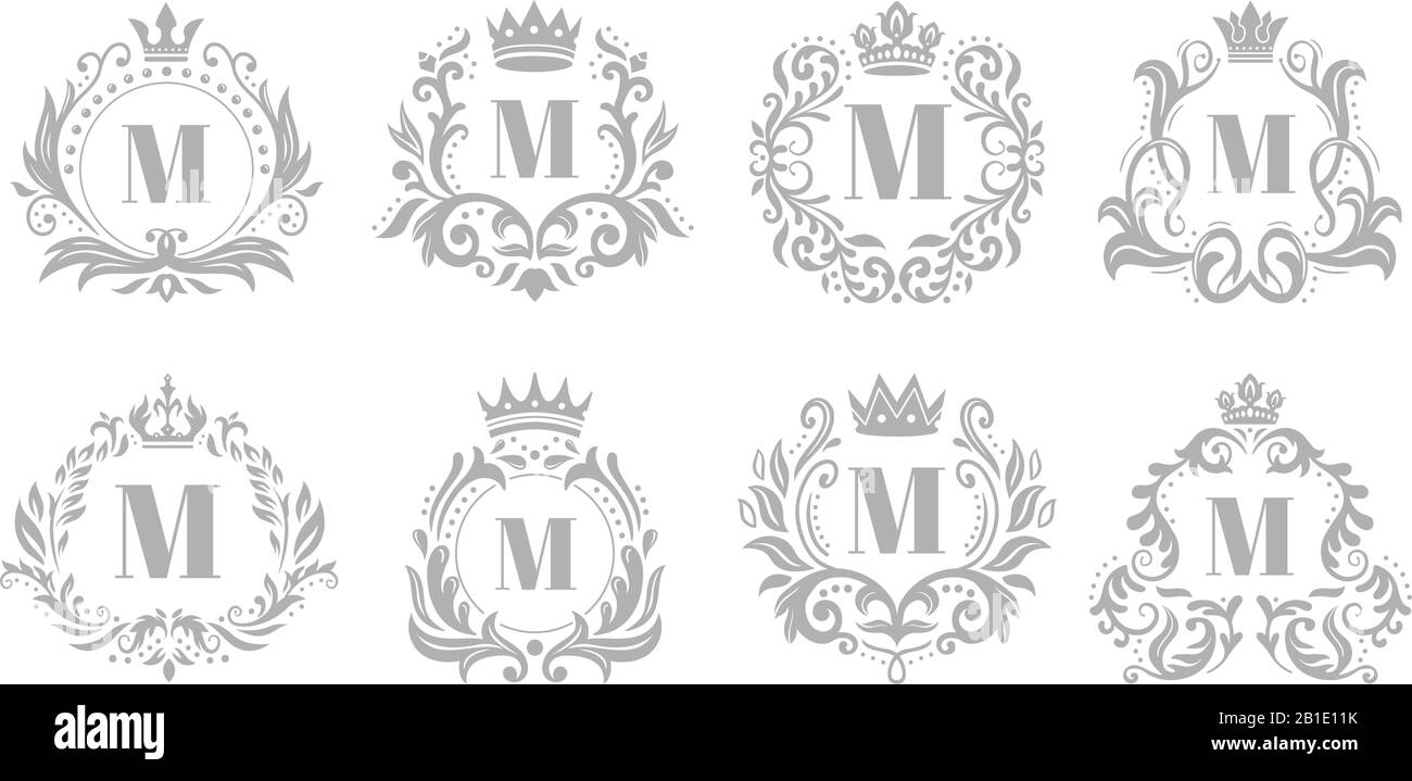 Emblema De Monograma Vintage Logotipo De Plata Ornamentada De Lujo