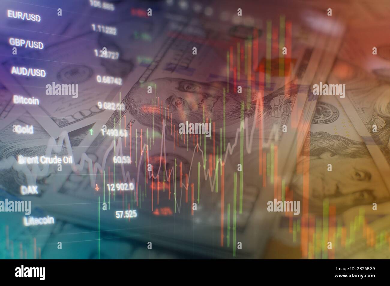 El índice Bursátil En El Monitor Del Ordenador Datos Financieros