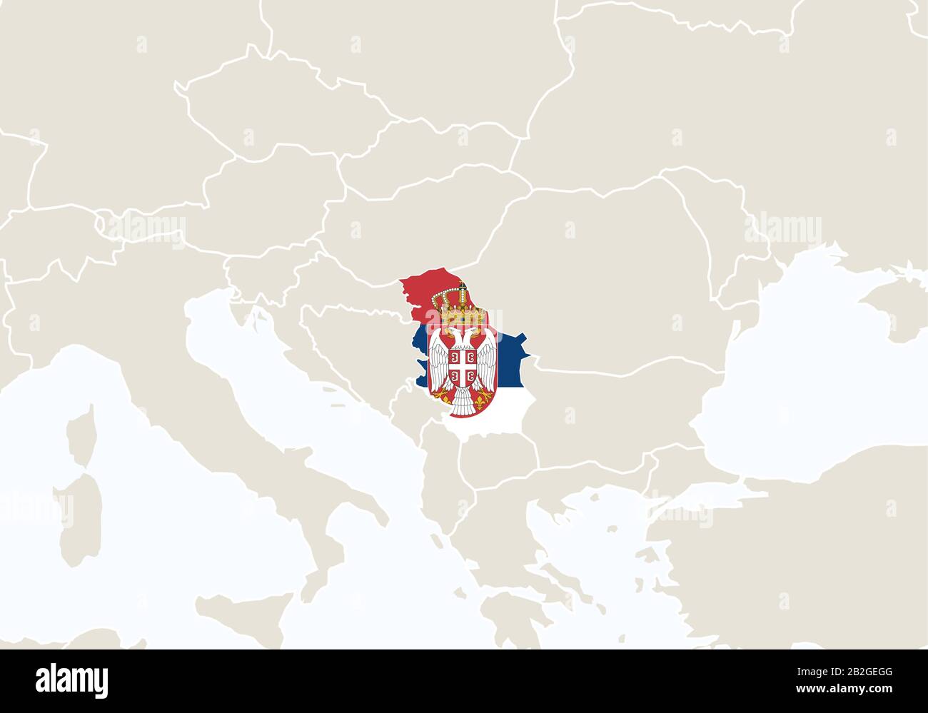 Europa Con Mapa De Serbia Resaltado Ilustración Vectorial Imagen