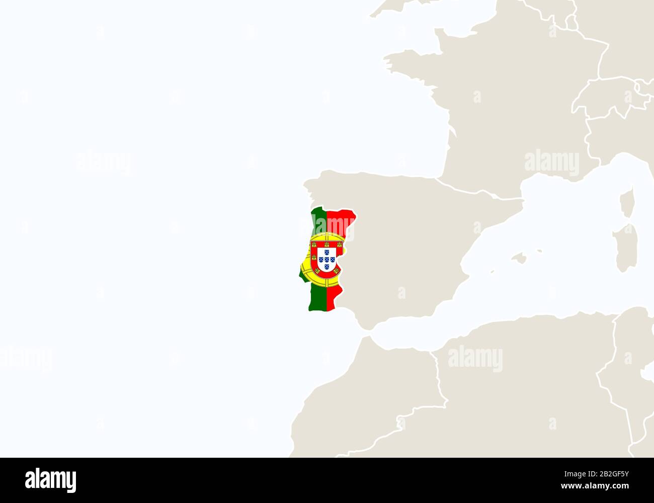 Europa Con El Mapa De Portugal Resaltado Ilustración Vectorial Imagen