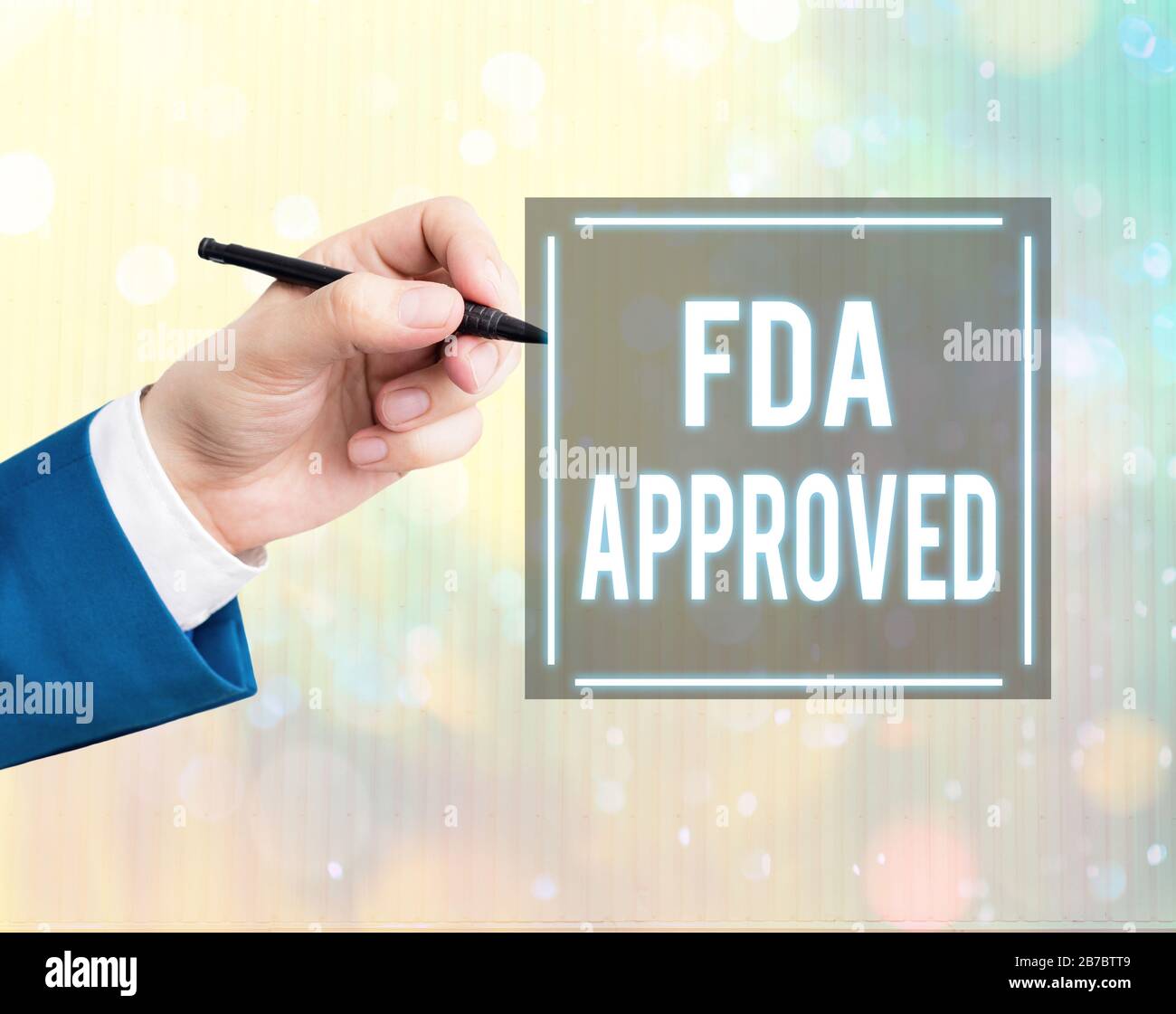 Escritura Conceptual De La Mano Que Muestra Aprobado Por La Fda