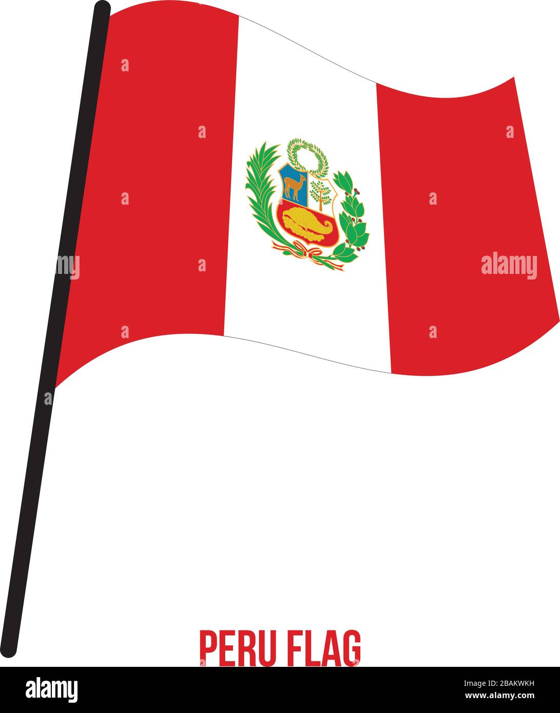 Perú Ondear La Bandera Ilustración Vectorial Sobre Fondo Blanco La