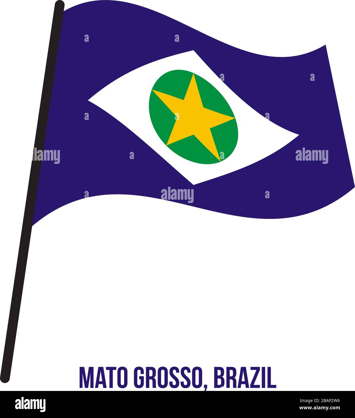 Mato Grosso Ondear La Bandera Ilustración Vectorial Sobre Fondo Blanco