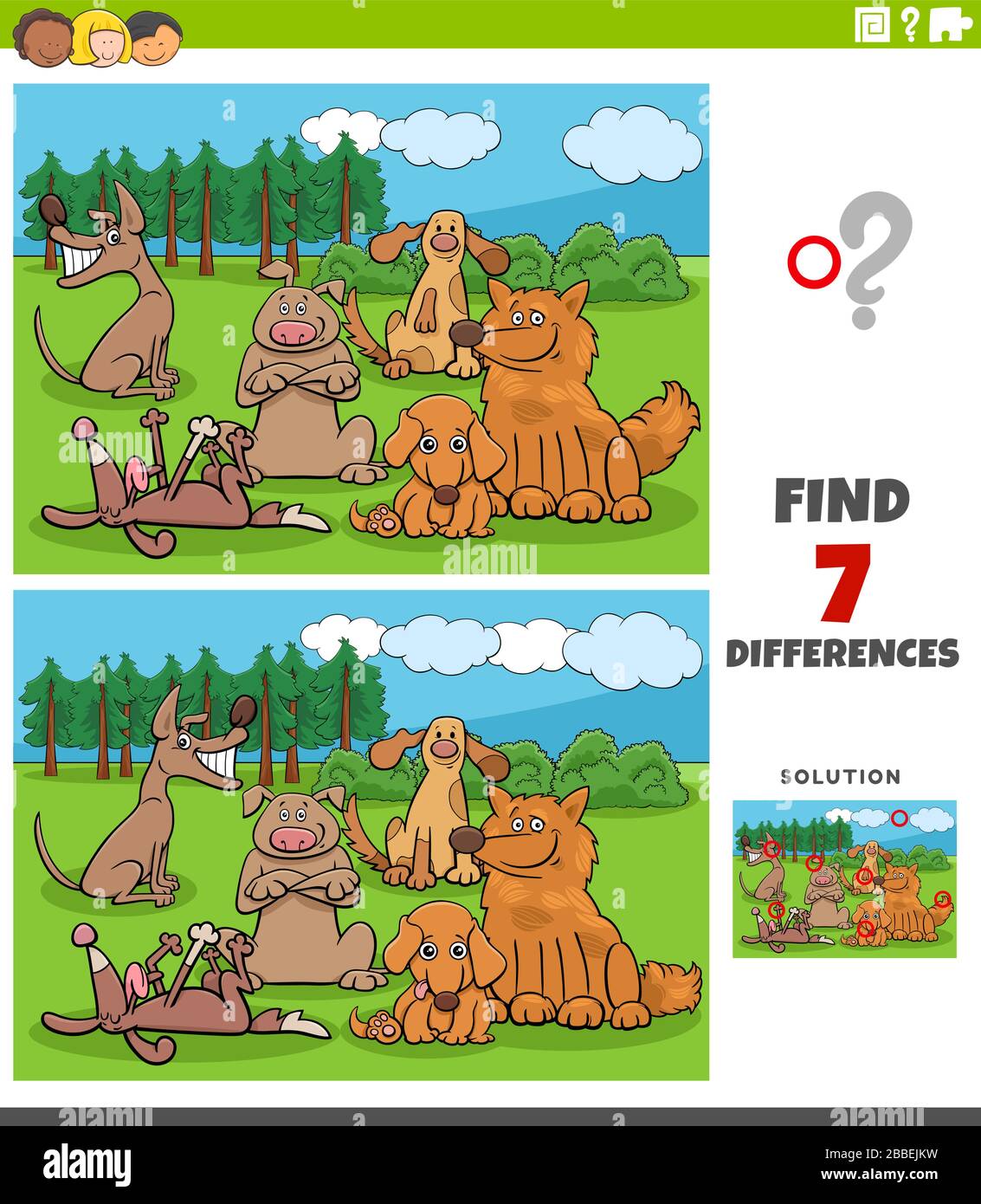 Ilustración De Dibujos Animados De Encontrar Diferencias Entre Imágenes