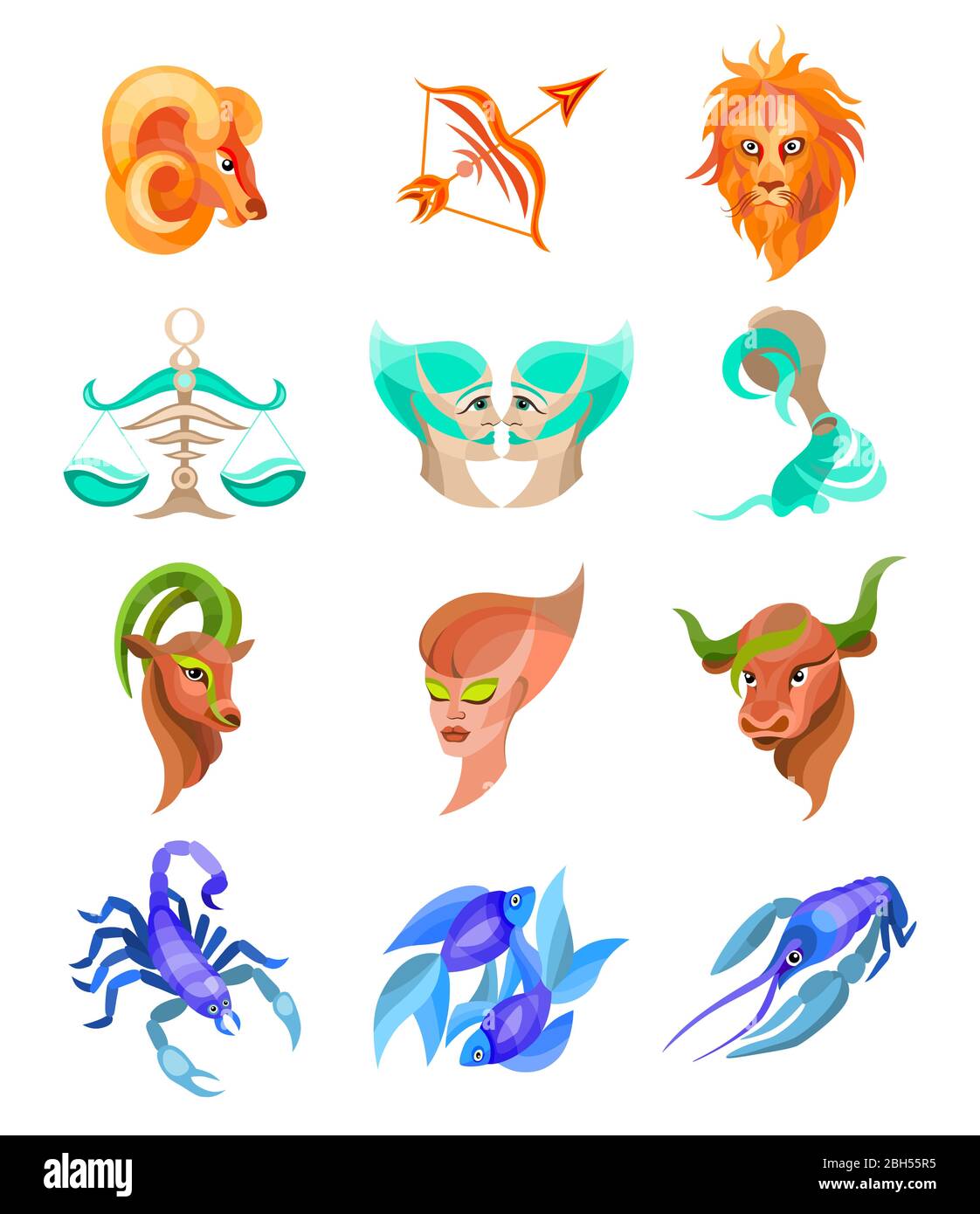 Zodiac Signos Planos Botones Conjunto De Símbolos Horóscopo La