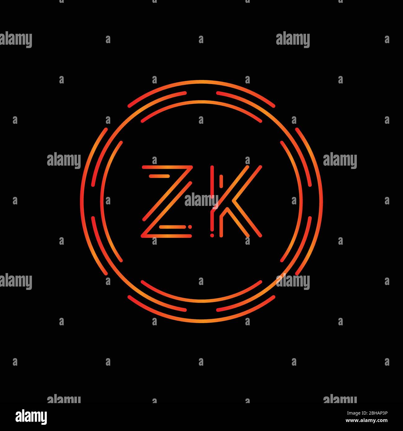 Plantilla Inicial De Vectores De Diseño De Logotipo Zk Digital Circle