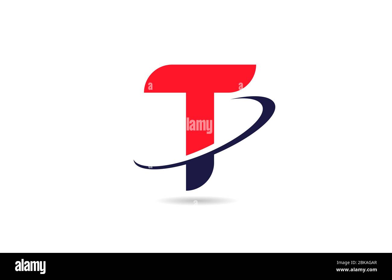 Letra Del Alfabeto T Logotipo Icono Diseño En Color Rojo Azul Con