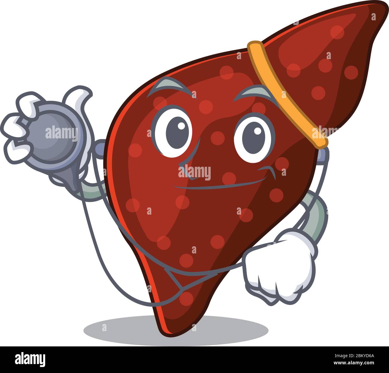 Cirrosis Hepática Humana En El Personaje De Caricatura Del Médico Con